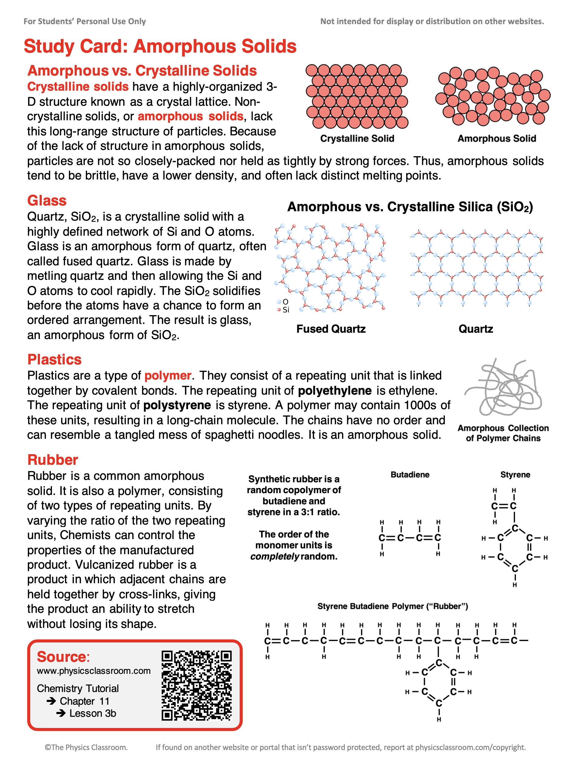 Amorphous Solids: Glass, Plastics & Solids Without Crystal Structure